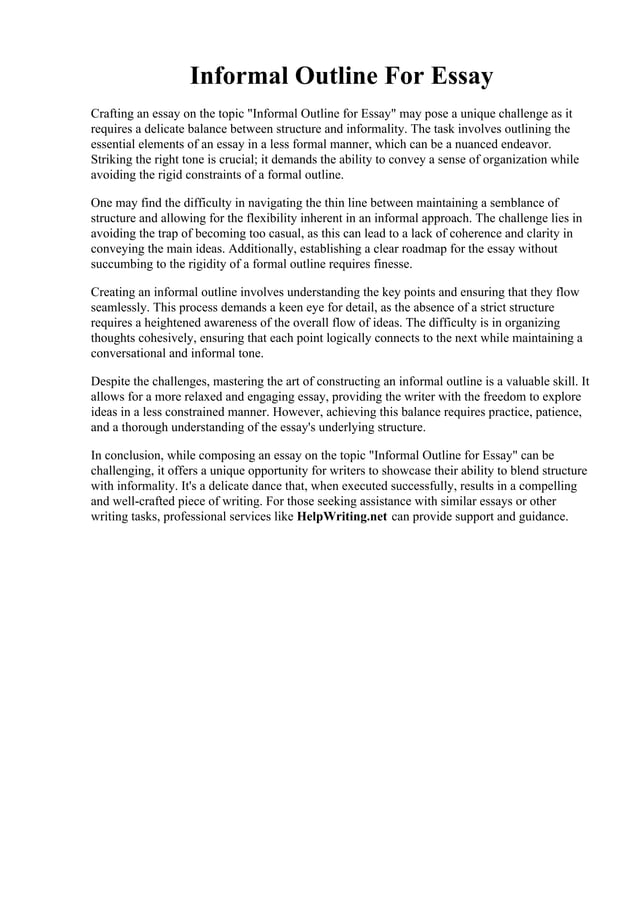Informal Outline For Essay. | PDF
