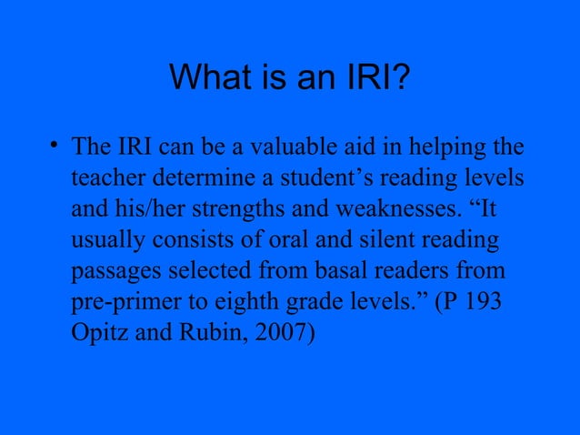 Informal reading inventory | PPT | Educational Assessment | Education