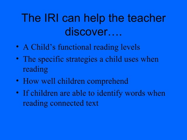 Informal reading inventory | PPT | Educational Assessment | Education