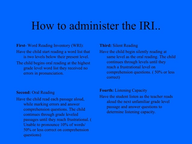 Informal reading inventory | PPT | Educational Assessment | Education