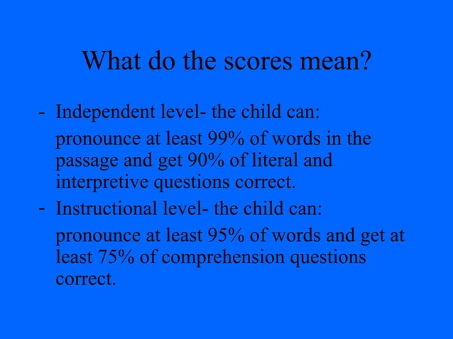 Informal reading inventory | PPT | Educational Assessment | Education