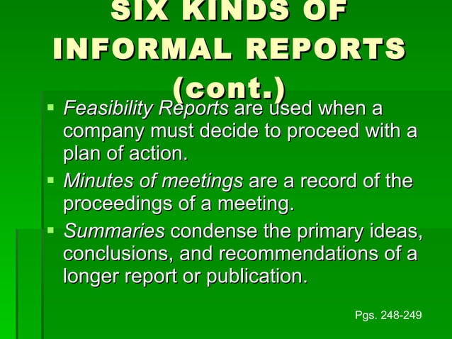 Informal Reports | PPT | Business | Business and Finance