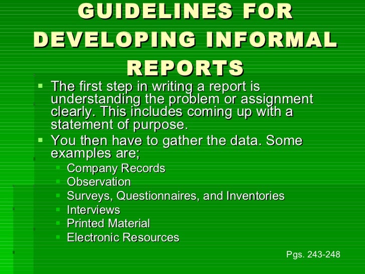 Informal Reports