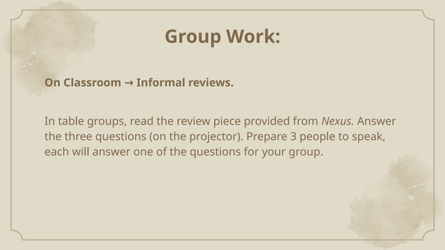 Informal Review Writing Teaching Resource | PPT