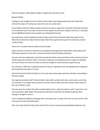 Informal trading in addis ababa trading in straight and road with out ...