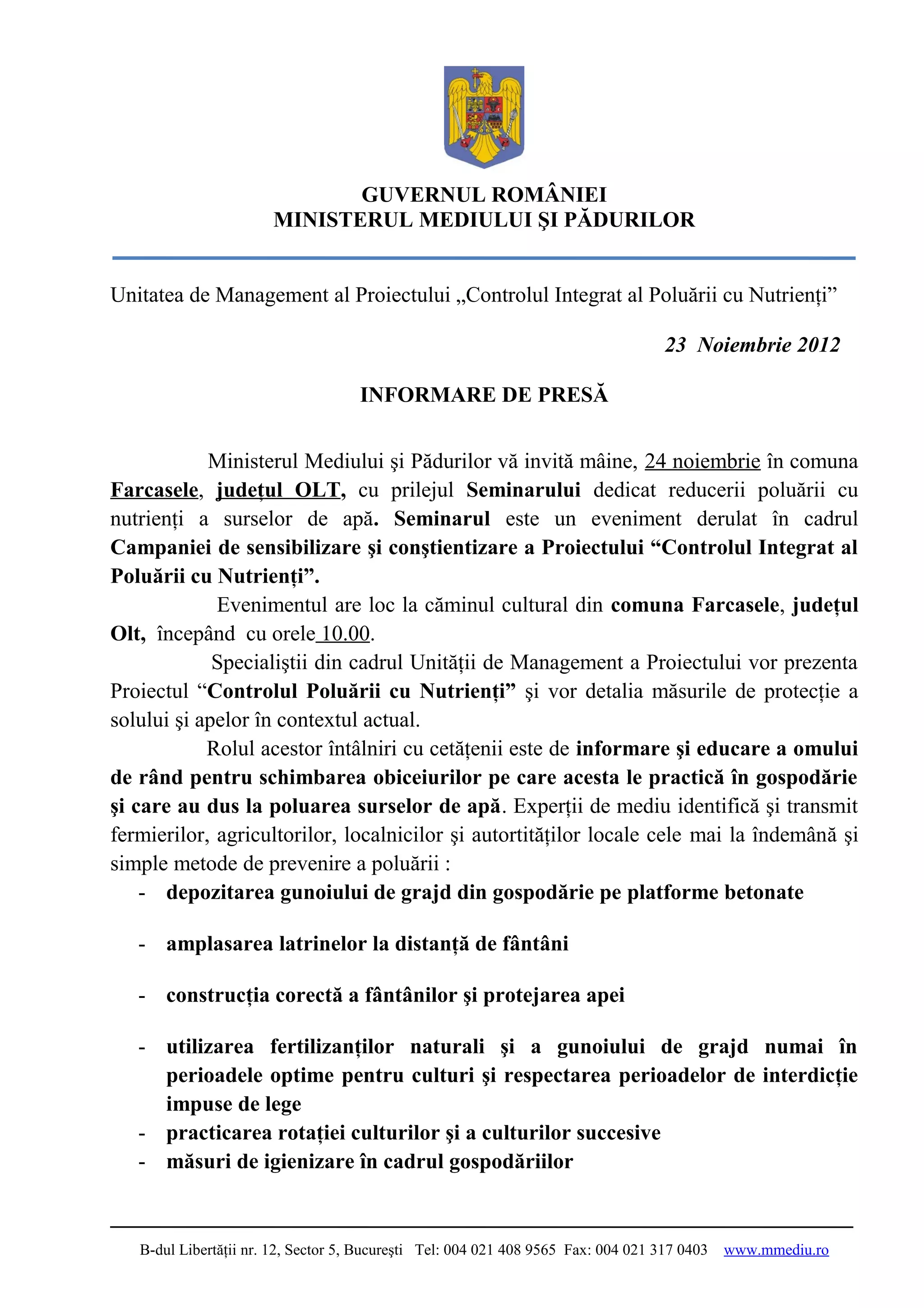 Informare de presa farcasele olt | PDF