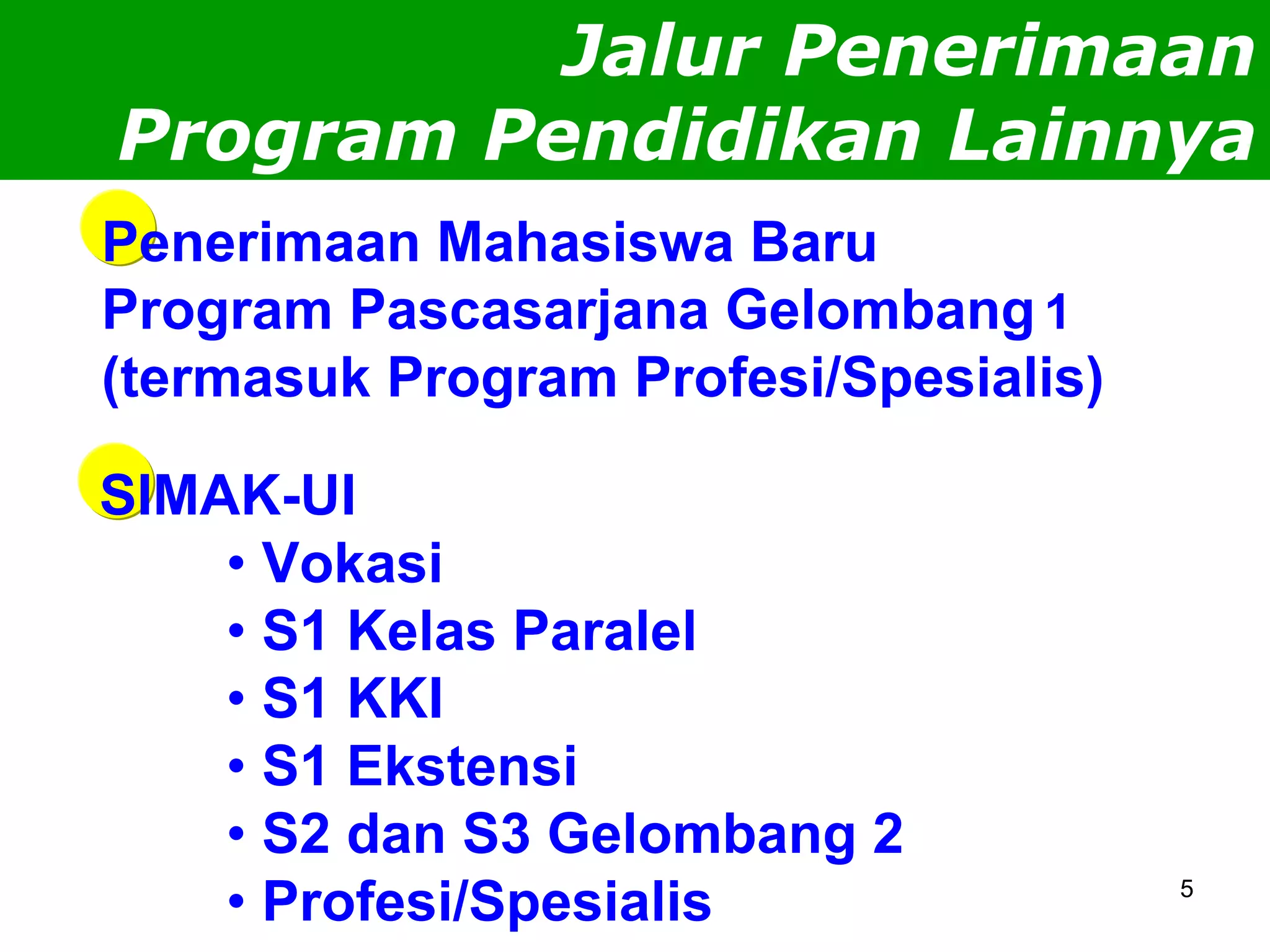 Informasi penerimaan mahasiswa baru ui | PDF