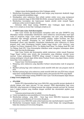 Informasi umum penerimaan mahasiswa baru s1 unib | PDF