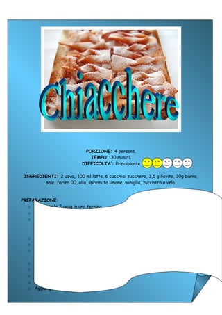 ricetta chiacchiere | PDF