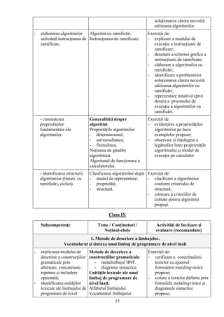Curriculum pentru învăţămîntul gimnazial la disciplina INFORMATICA (clasele VII-IX) (varianta în ...