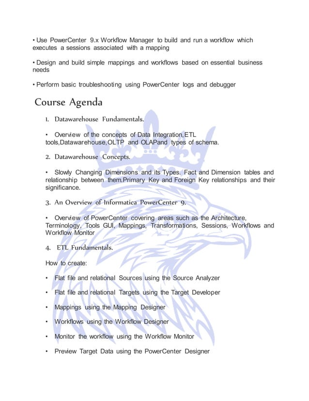 Informatica course content | PDF