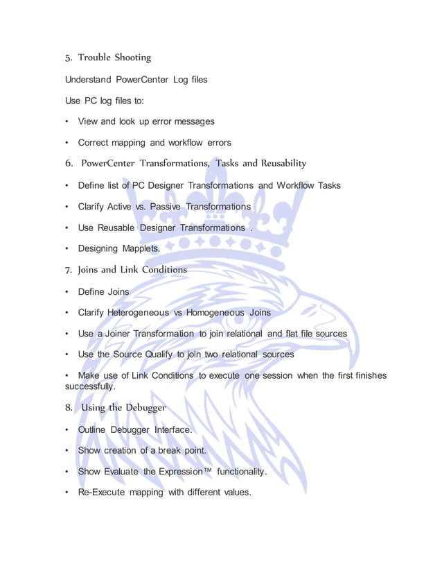 Informatica course content | PDF