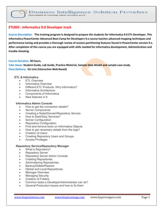 Informatica course curriculum | PDF