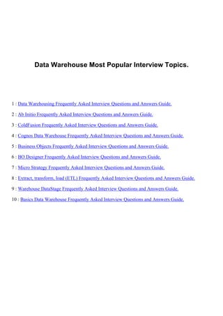 Informatica data warehousing_job_interview_preparation_guide | PDF ...