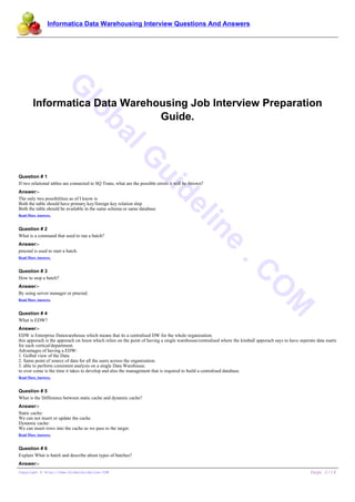 Informatica data warehousing_job_interview_preparation_guide | PDF | Databases | Computer ...