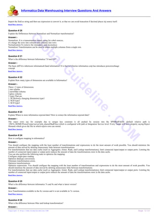 Informatica data warehousing_job_interview_preparation_guide | PDF | Databases | Computer ...