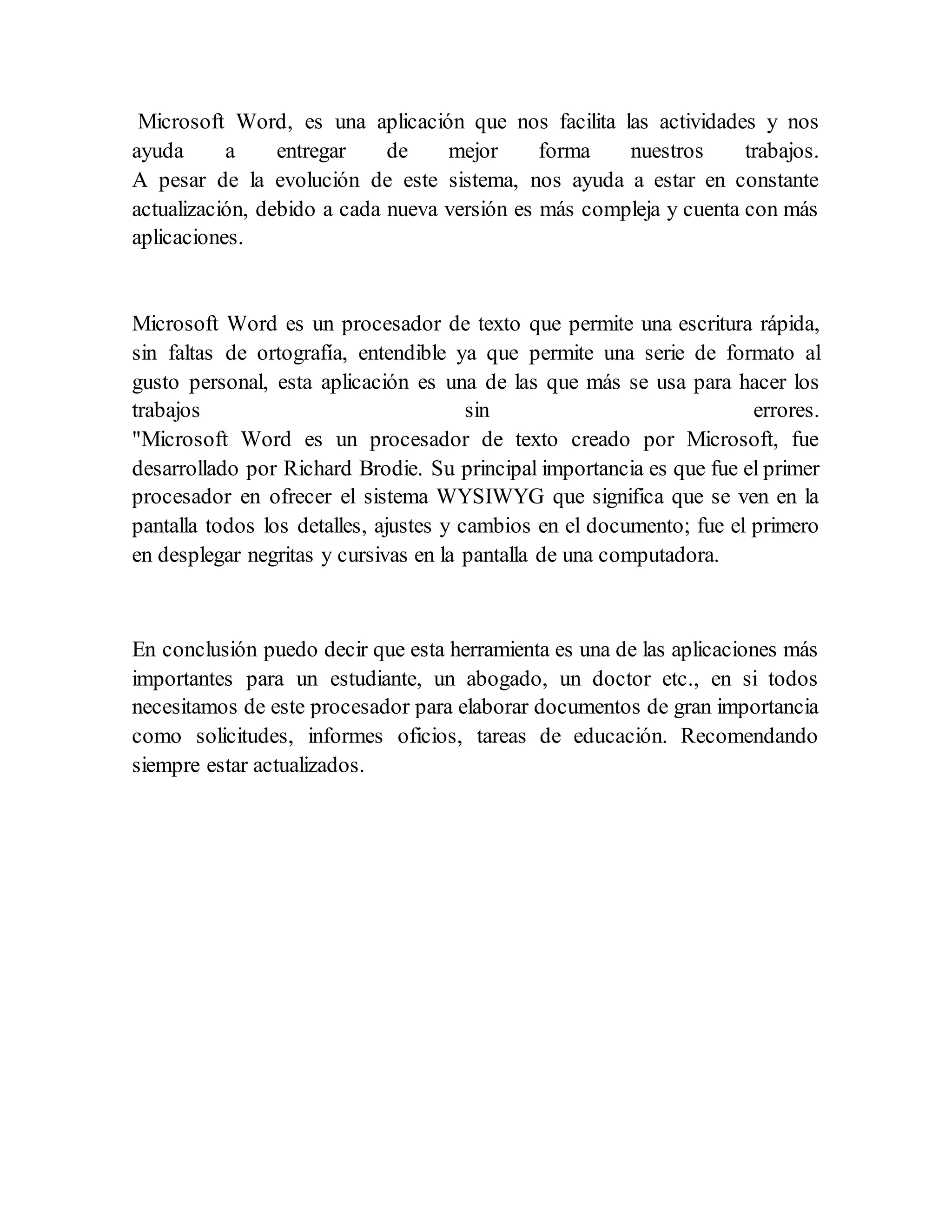 la importancia de Microsoft Word | DOCX | Computer Software and ...