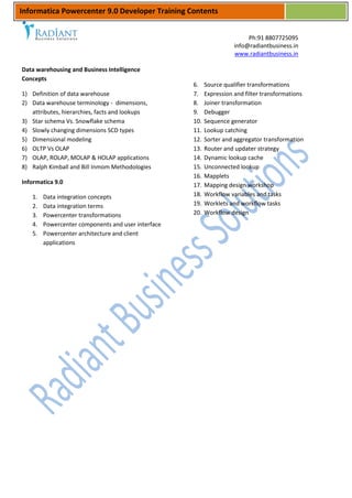 Informatica Developer Training Contents | PDF