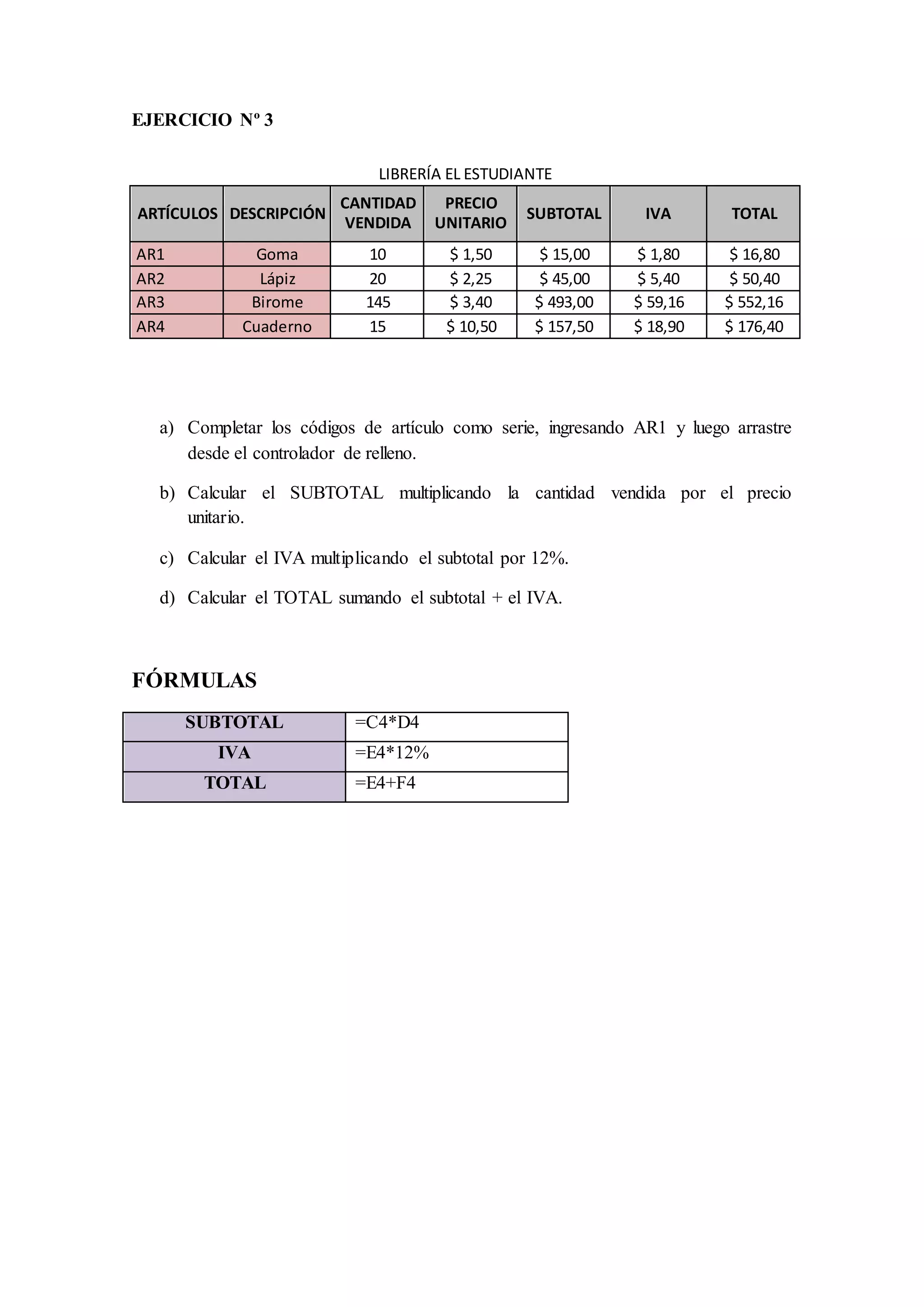 Informatica ejercicios | PDF