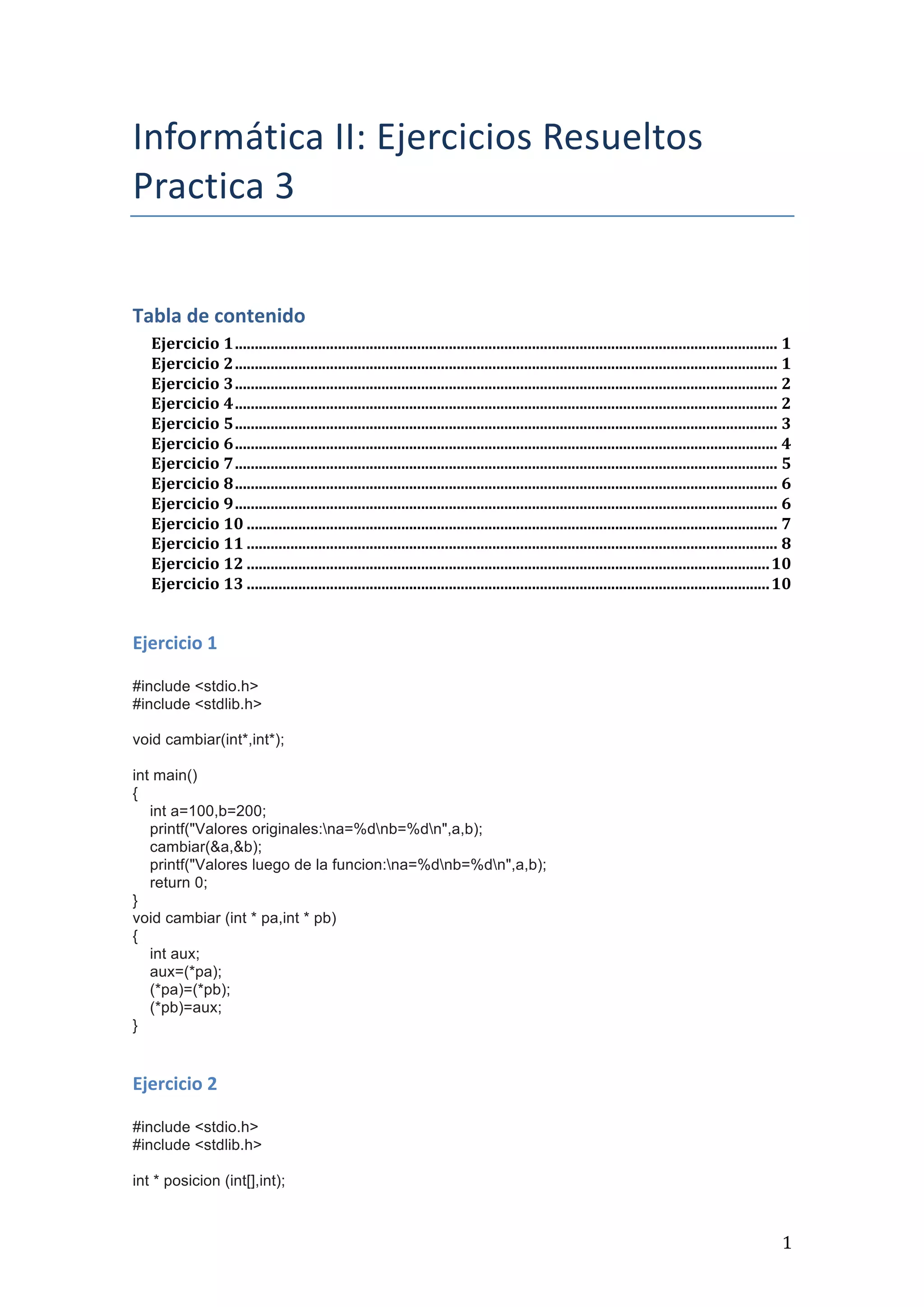 Informática ii ejercicios resueltos - practica 3 | PDF