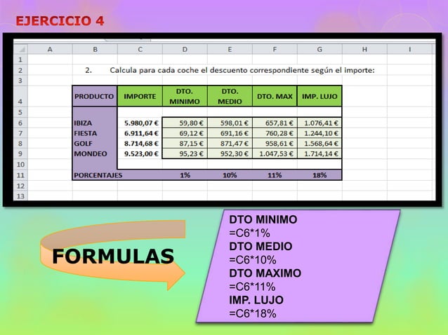 Informatica ii formulas y ejercicios | PPT
