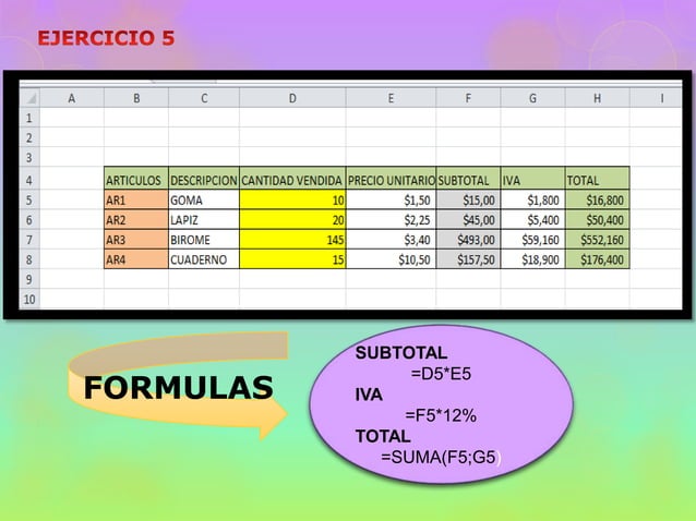 Informatica ii formulas y ejercicios | PPT
