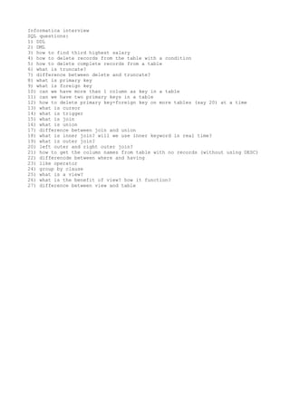 Informatica interview db questions | PDF