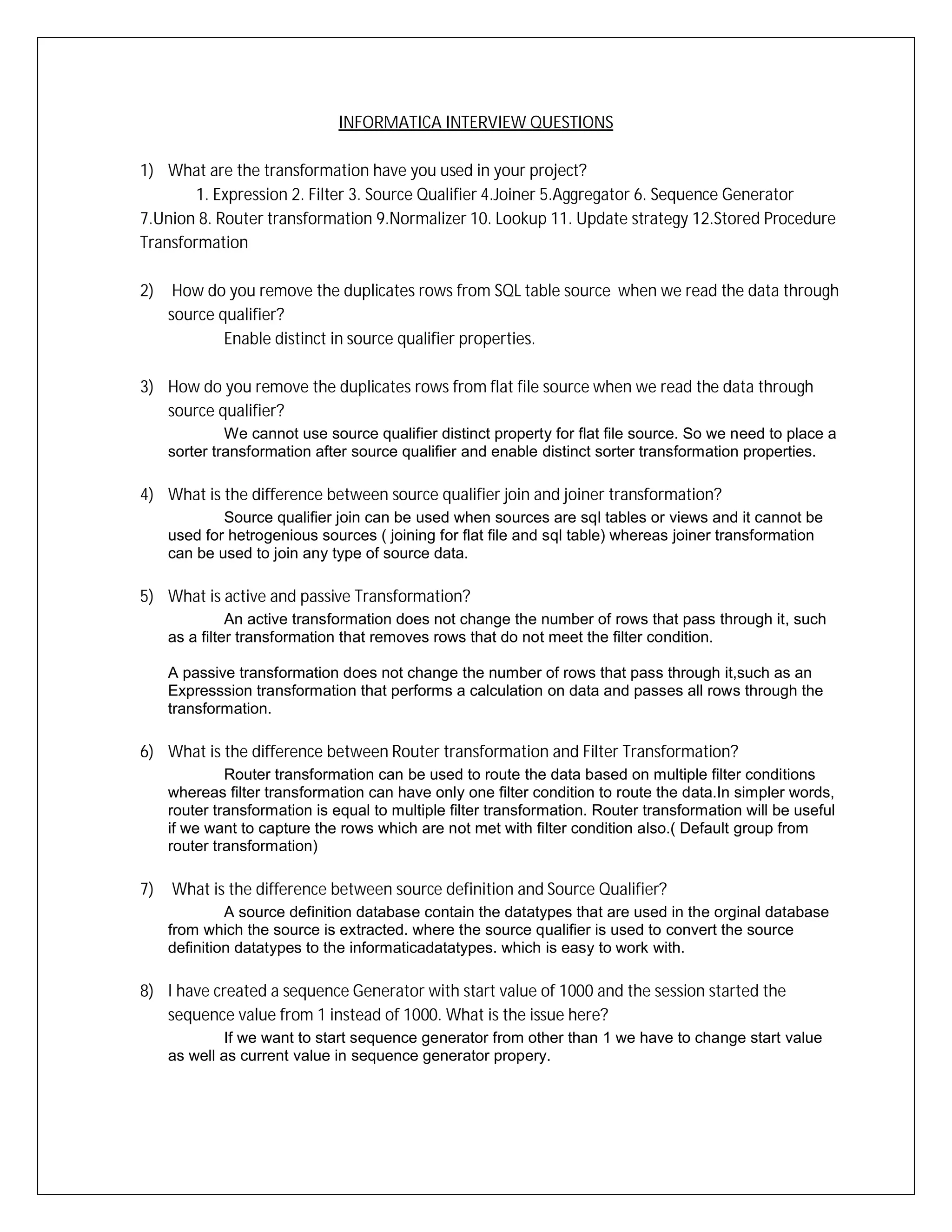 Informatica interview questions | PDF | Databases | Computer Software and Applications
