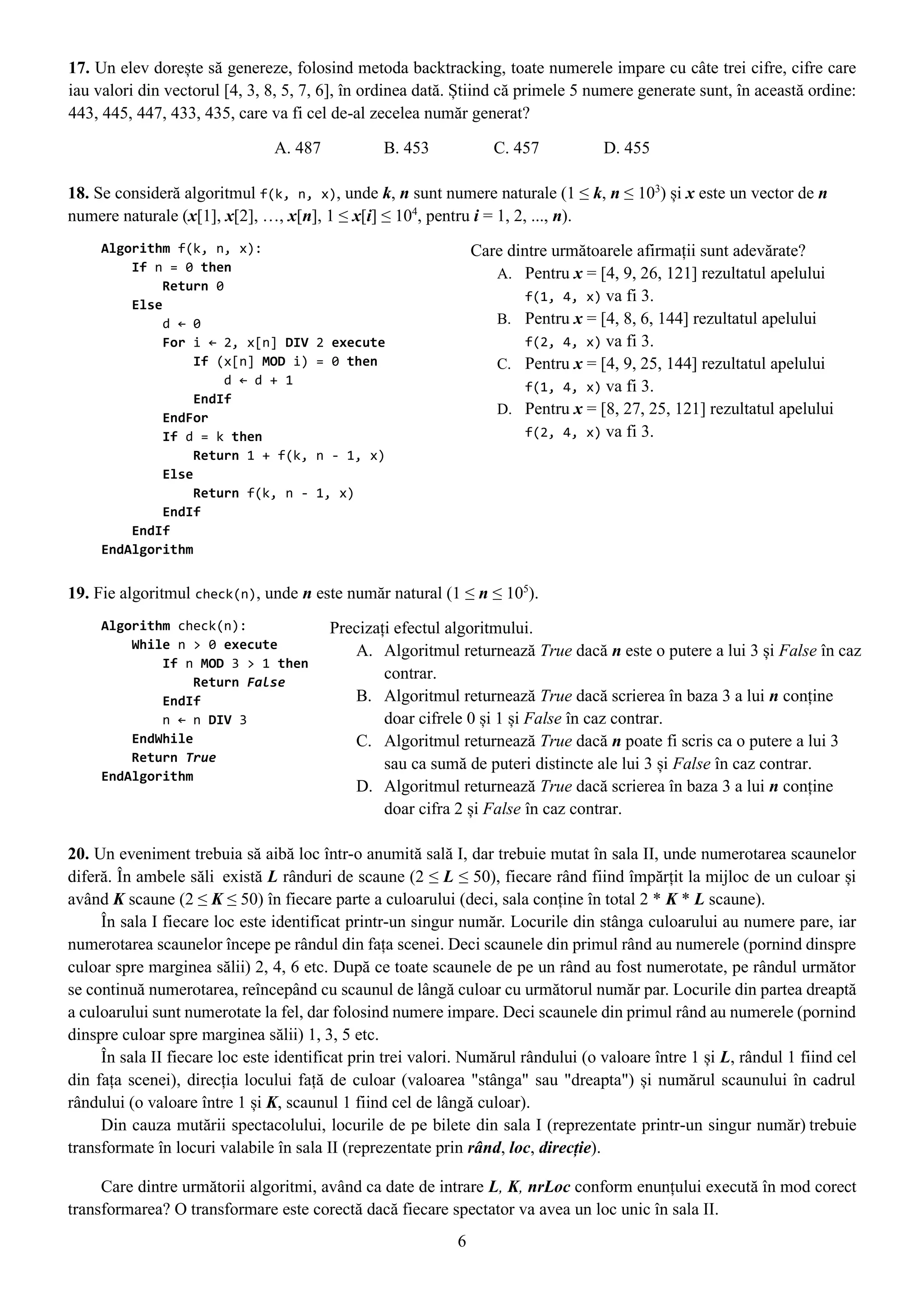 Bacalaureat INFO 203 matematica informatica | PDF