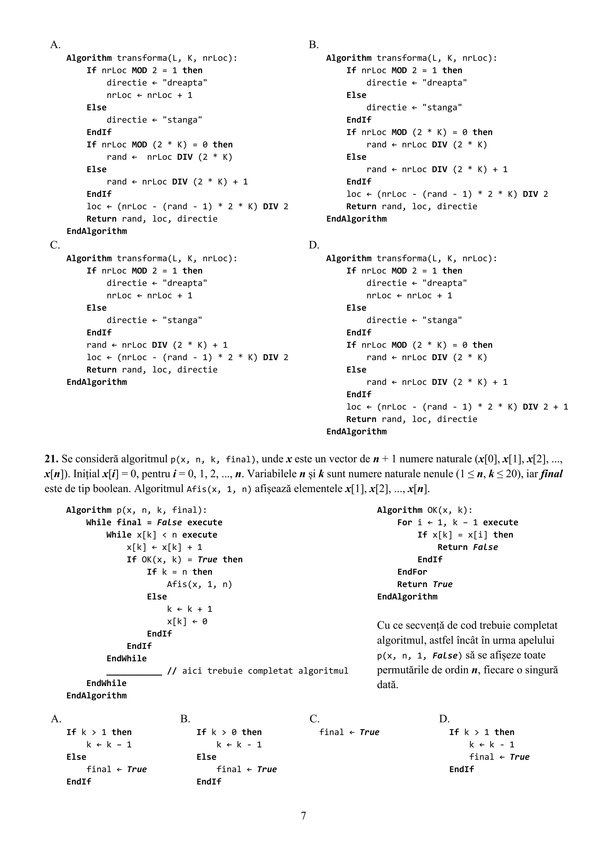 Bacalaureat INFO 203 matematica informatica | PDF