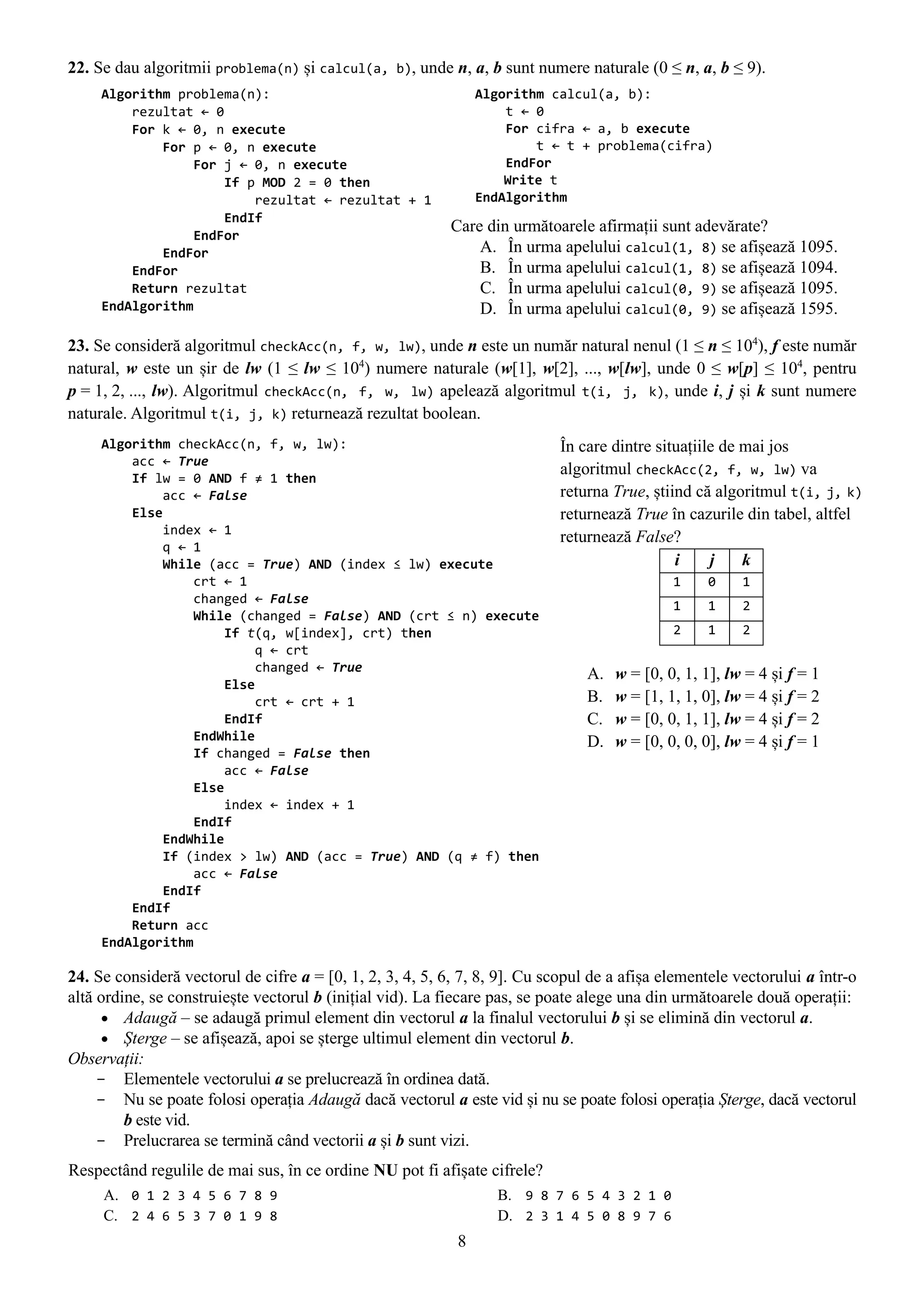 Bacalaureat INFO 203 matematica informatica | PDF