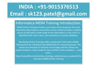 Informatica MDM online classes | PPTX | Business | Business and Finance