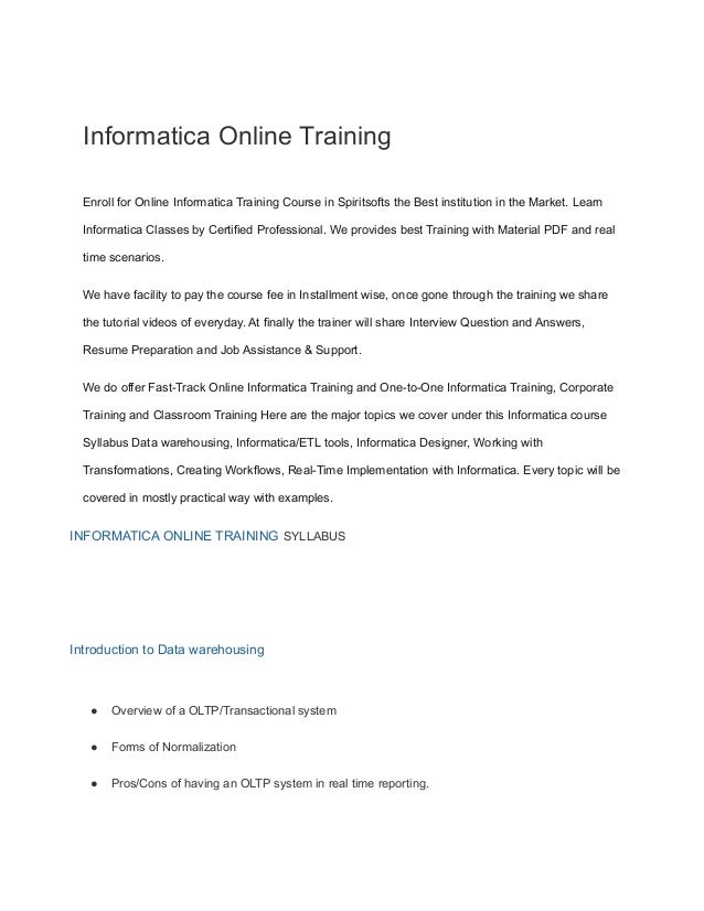 Informatica Online Training.pdf | Databases | Computer Software and Applications