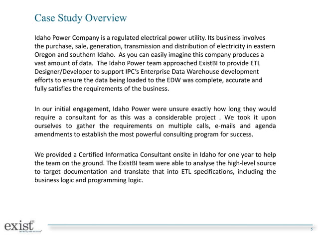 ExistBI Data Integration Consulting Case Study | PPT