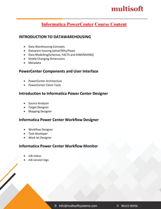 Informatica power center_Course Content.pdf | Databases | Computer Software and Applications