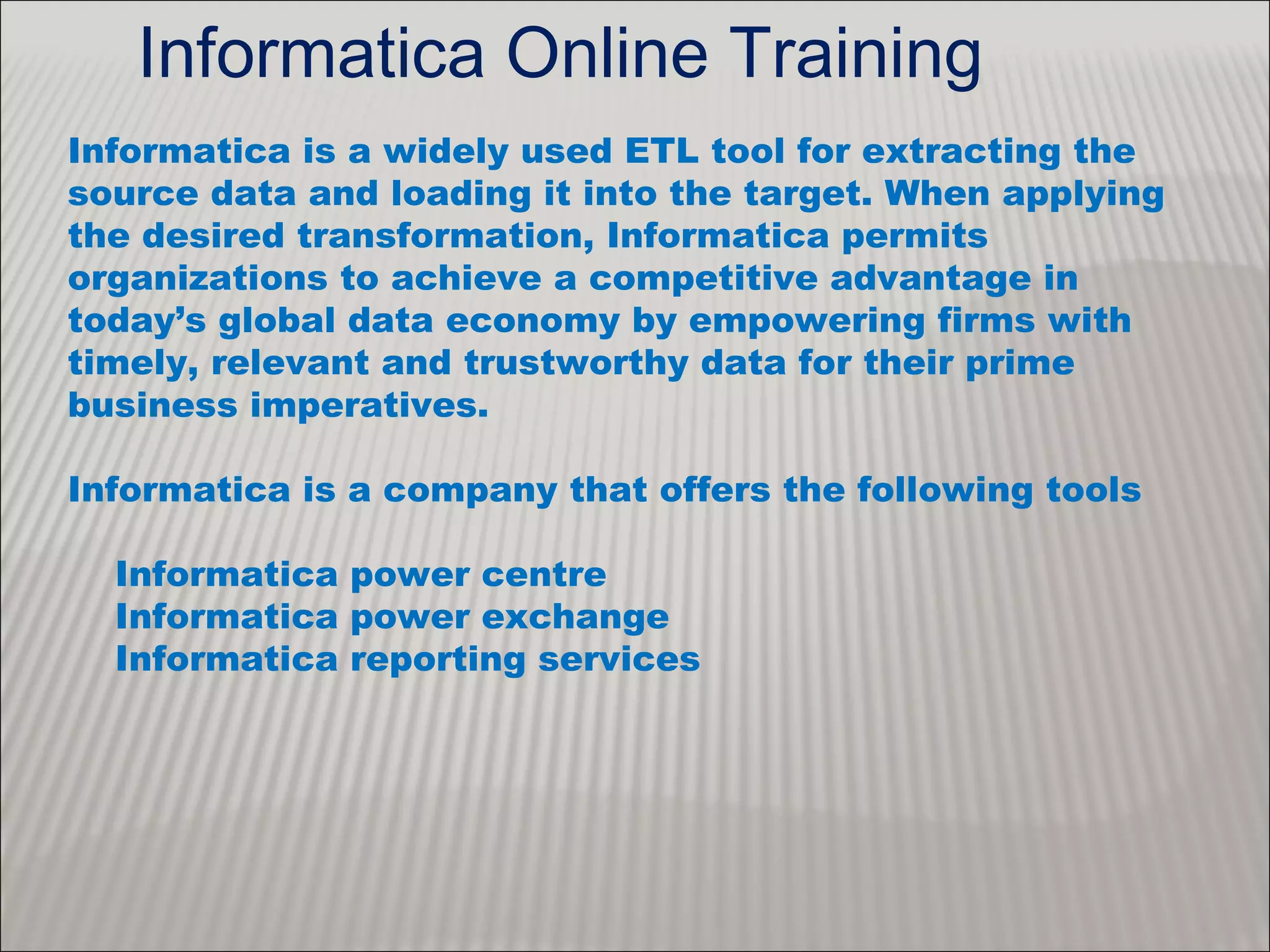 Informatica training by quontra solutions