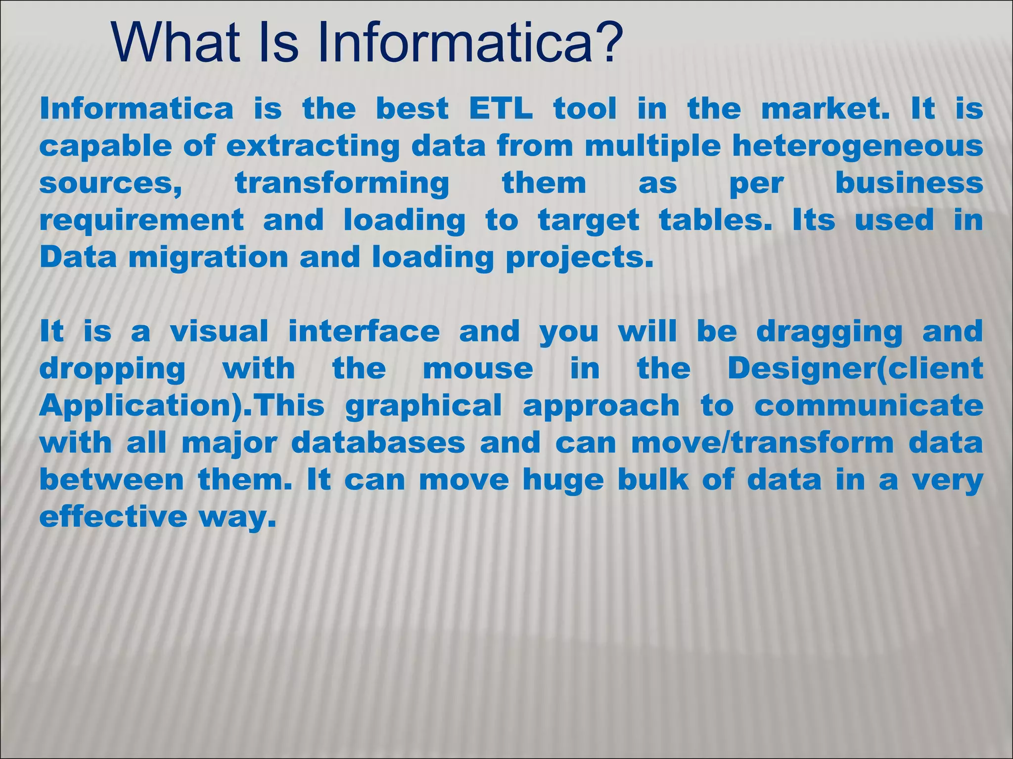 Informatica training by quontra solutions