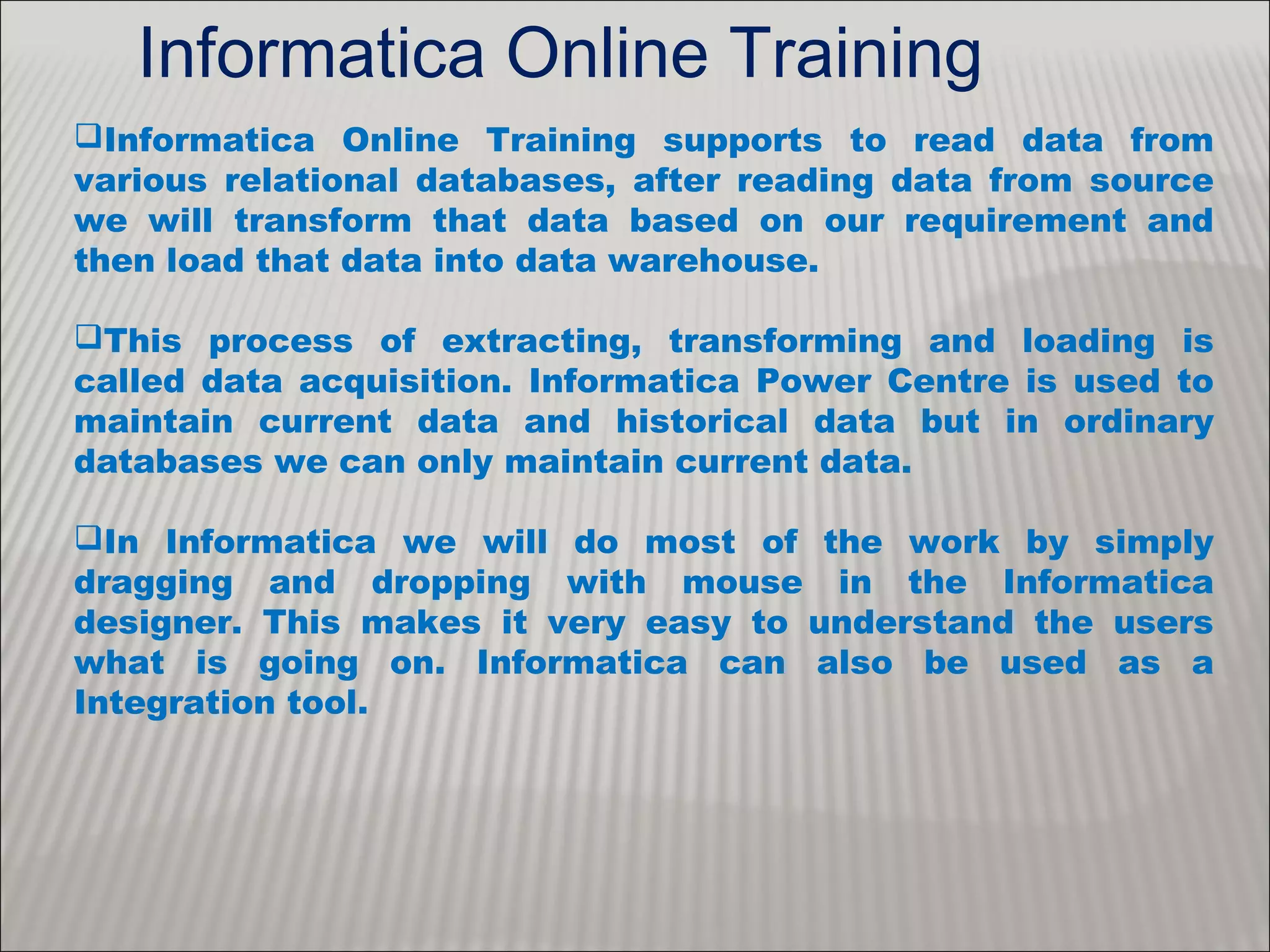 Informatica training by quontra solutions