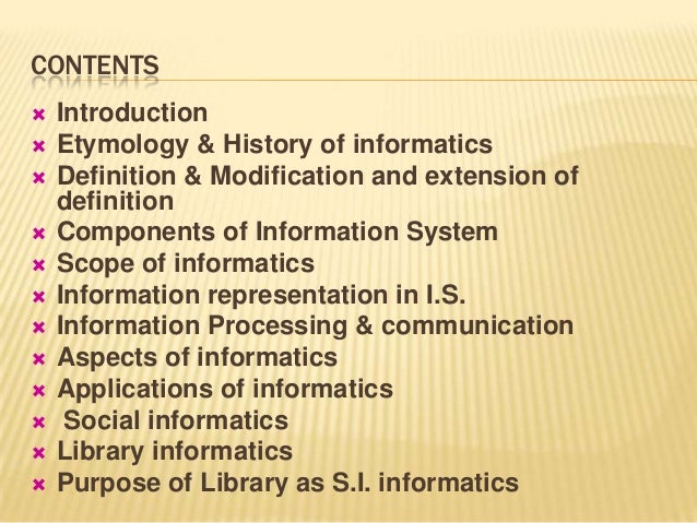 Informatics: Introduction