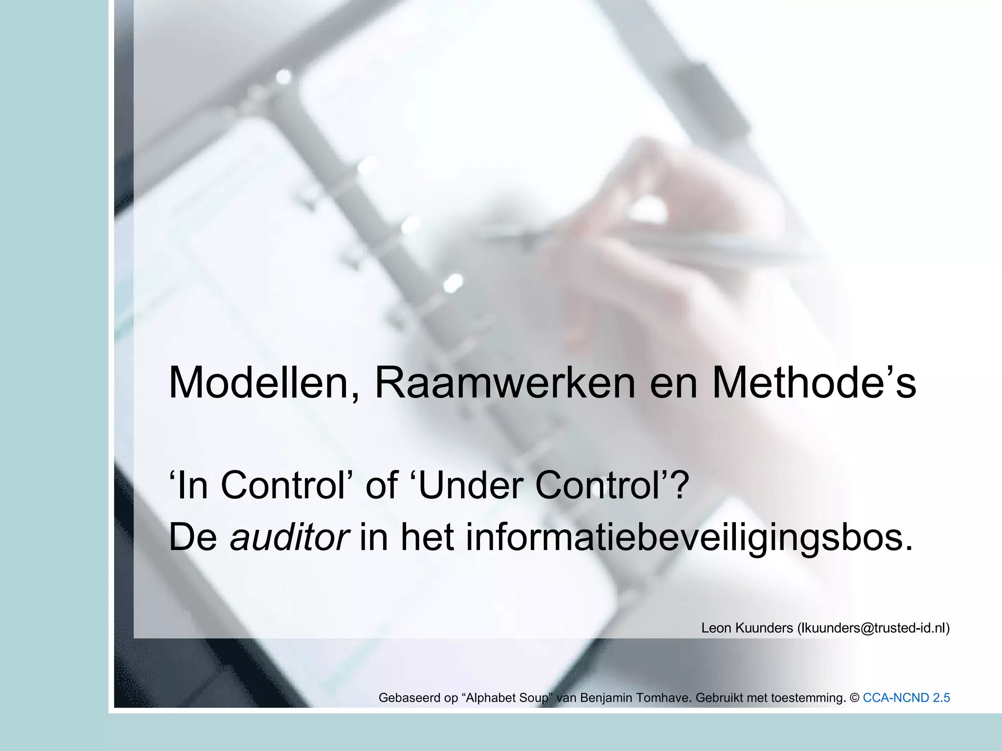 Informatiebeveiliging: Modellen Raamwerken Methodes | PPT