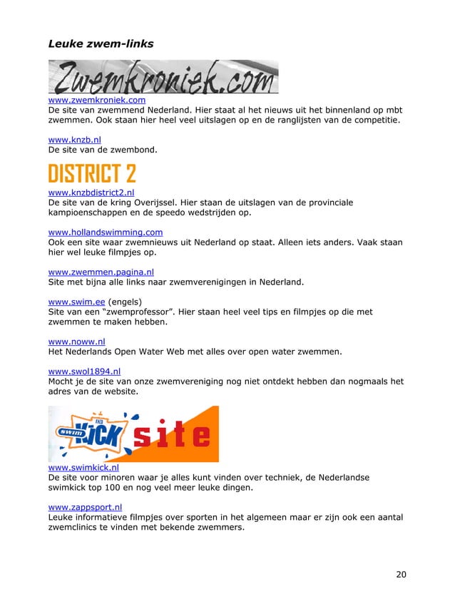 Informatieblad Zwemselectie Swolblauw 2010 2011 | PDF
