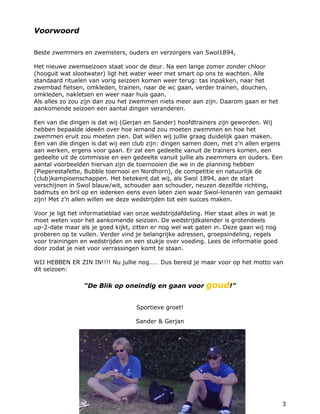 Informatieblad Zwemselectie Swolblauw 2010 2011 | PDF