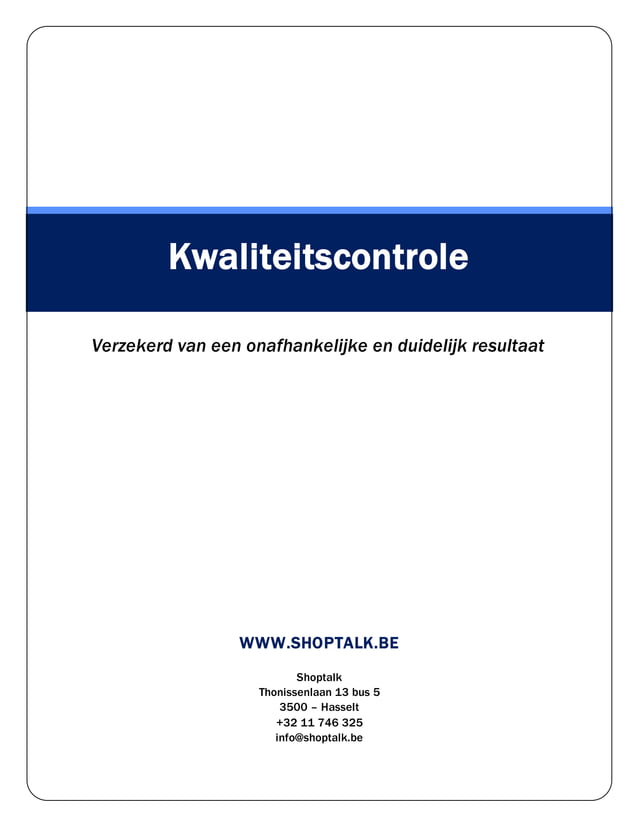 Informatie fiche Kwaliteitscontrole | PDF