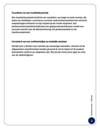 Informatie fiche Kwaliteitscontrole | PDF