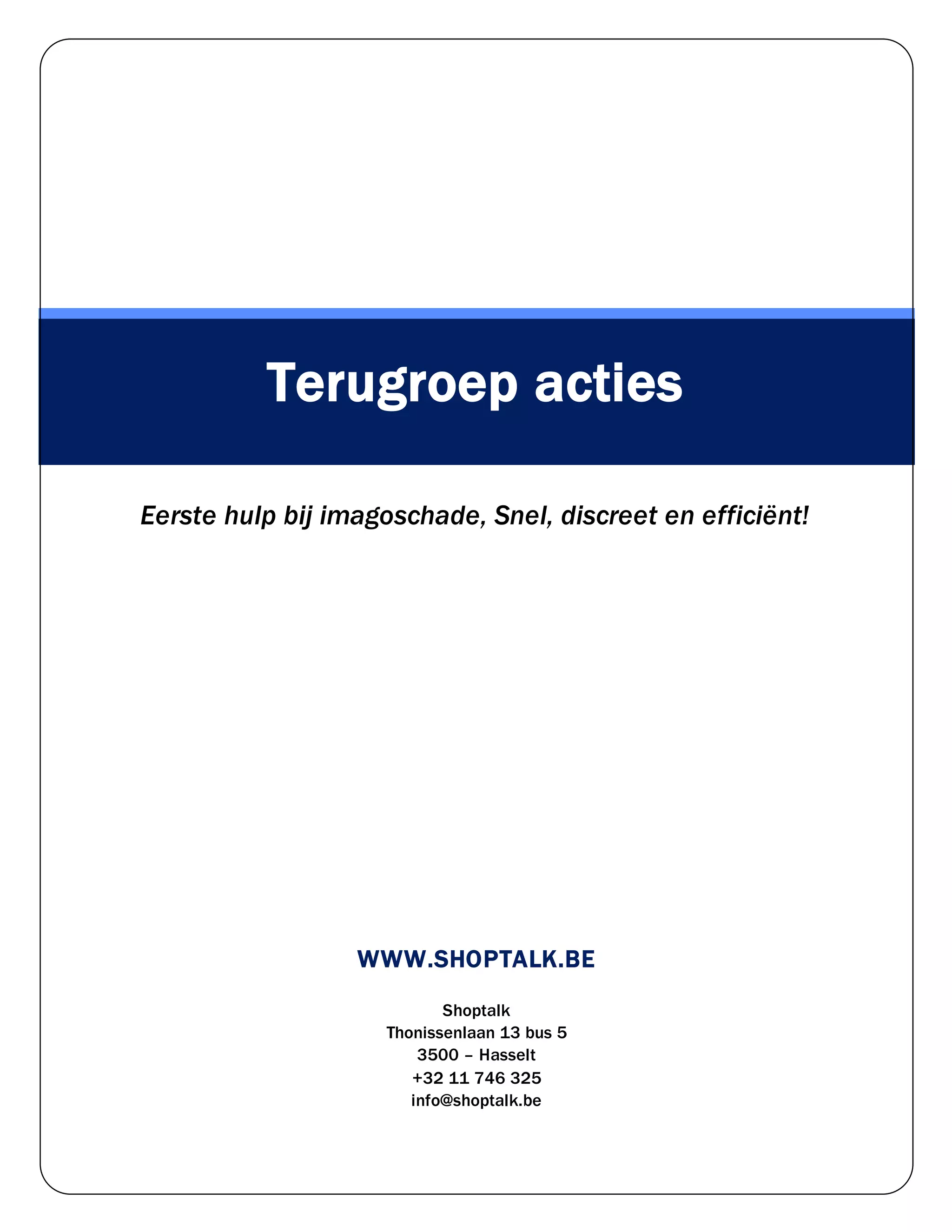 Informatie fiche Terugroep Acties | PDF