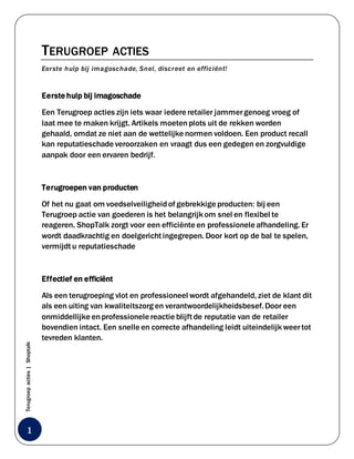 Informatie fiche Terugroep Acties | PDF