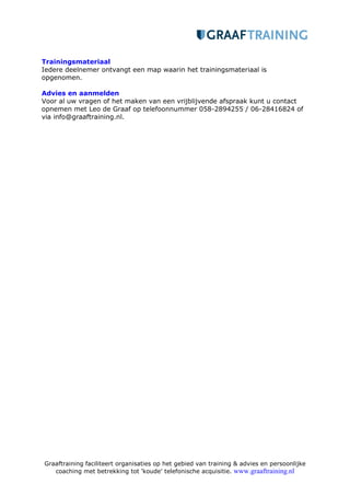 Training telefonische acquisitie | PDF | Business | Business and Finance