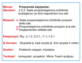 ALPLogo. Proqramda dəyişənlər | PDF