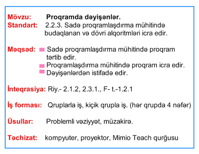 ALPLogo. Proqramda dəyişənlər | PDF