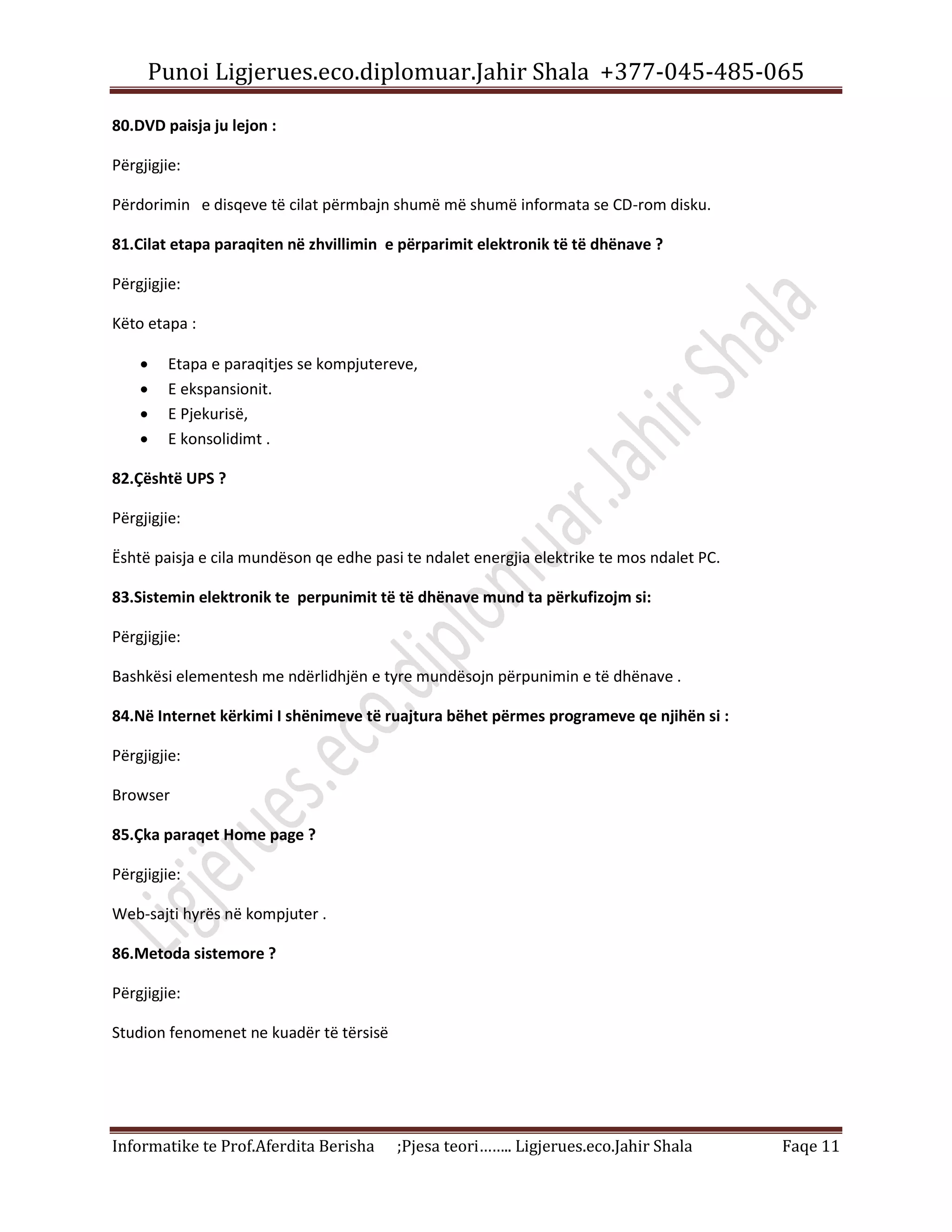 Informatika (Aferdita Berisha) Viti i parë Ekonomik | PDF